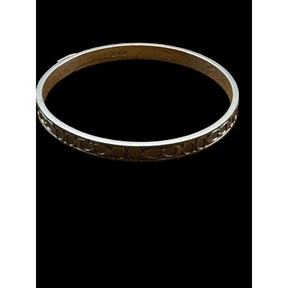 Coach Thin Silver Signature Embossed Bracelet - Gem